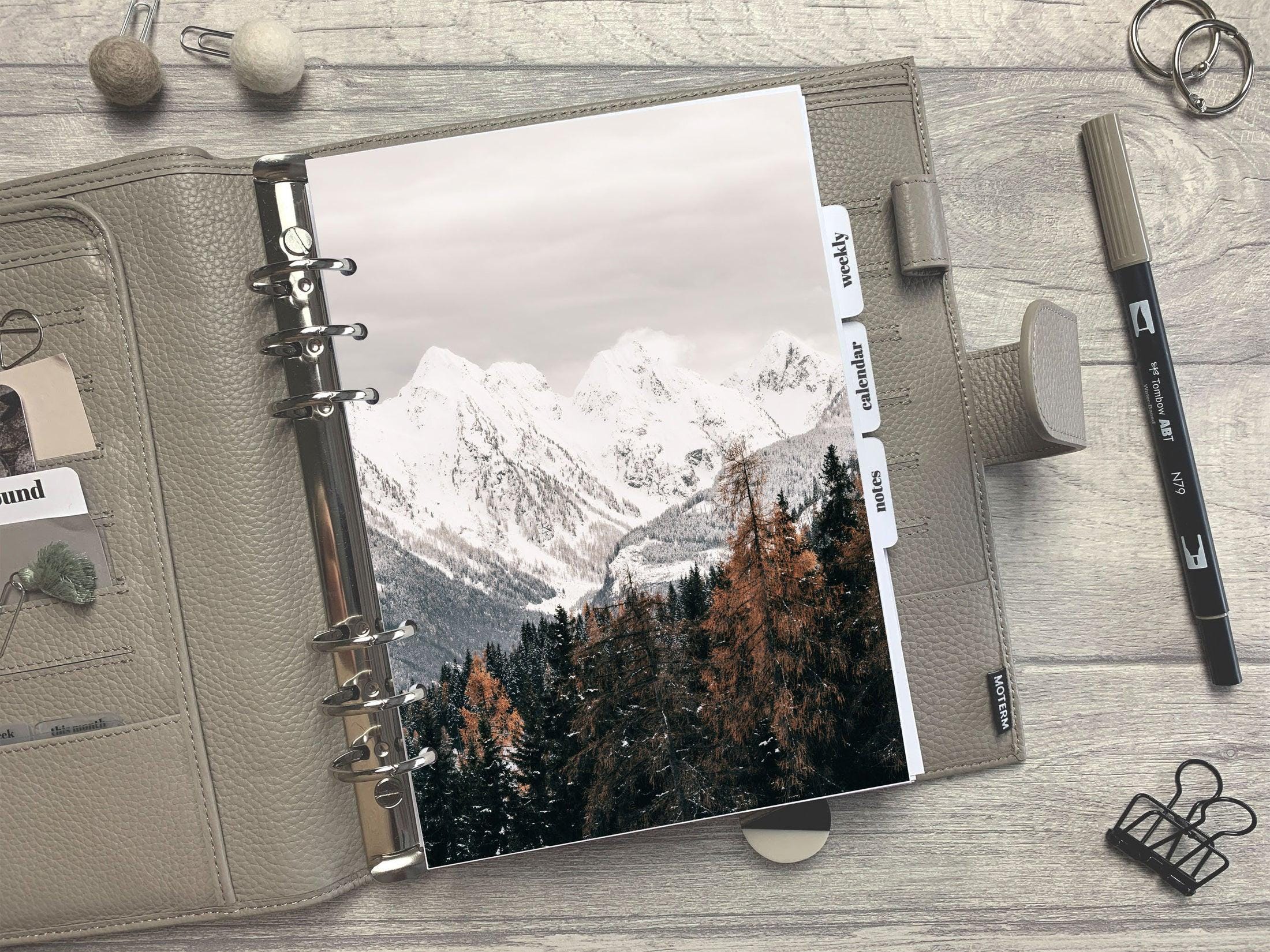 Winter Snowy Mountains Dashboard - Fits A5, B6, Personal Wide, Personal ...