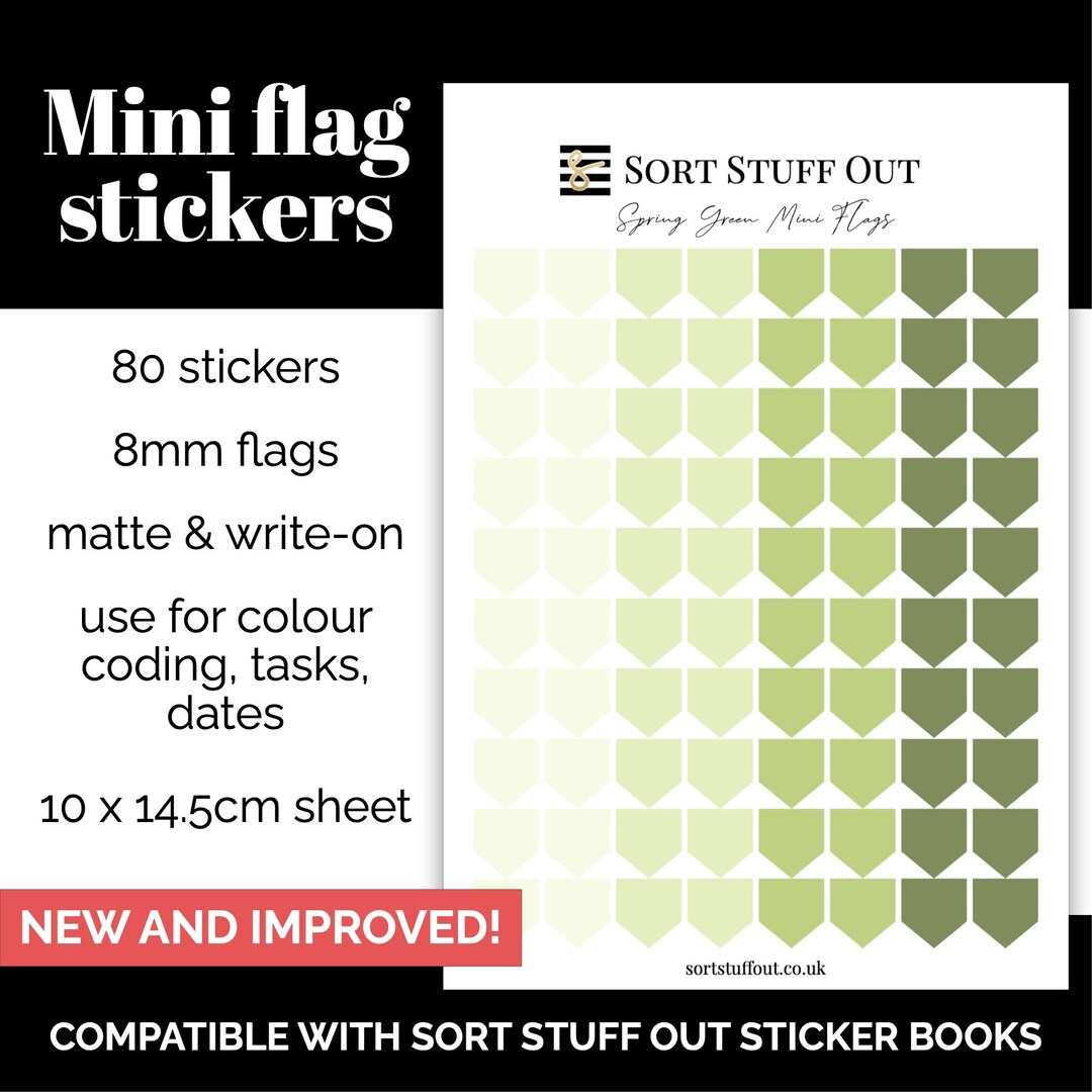 NEW Spring Green Mini Flag Stickers Option to Include Sticker Book ...