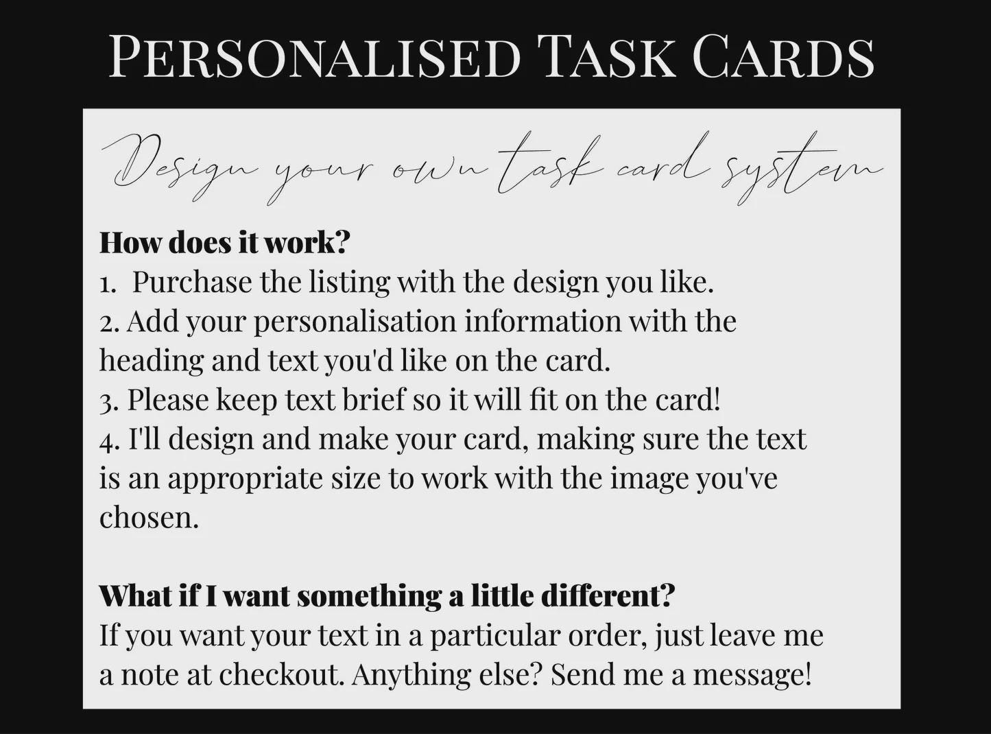 Custom Text Task Card - Blossom - Personalised Card for Your Planner ...