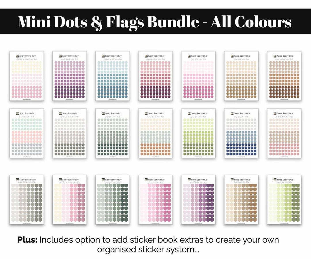 Mini Dot & Flag Sticker Starter Bundle - Option to Include Sticker Book ...