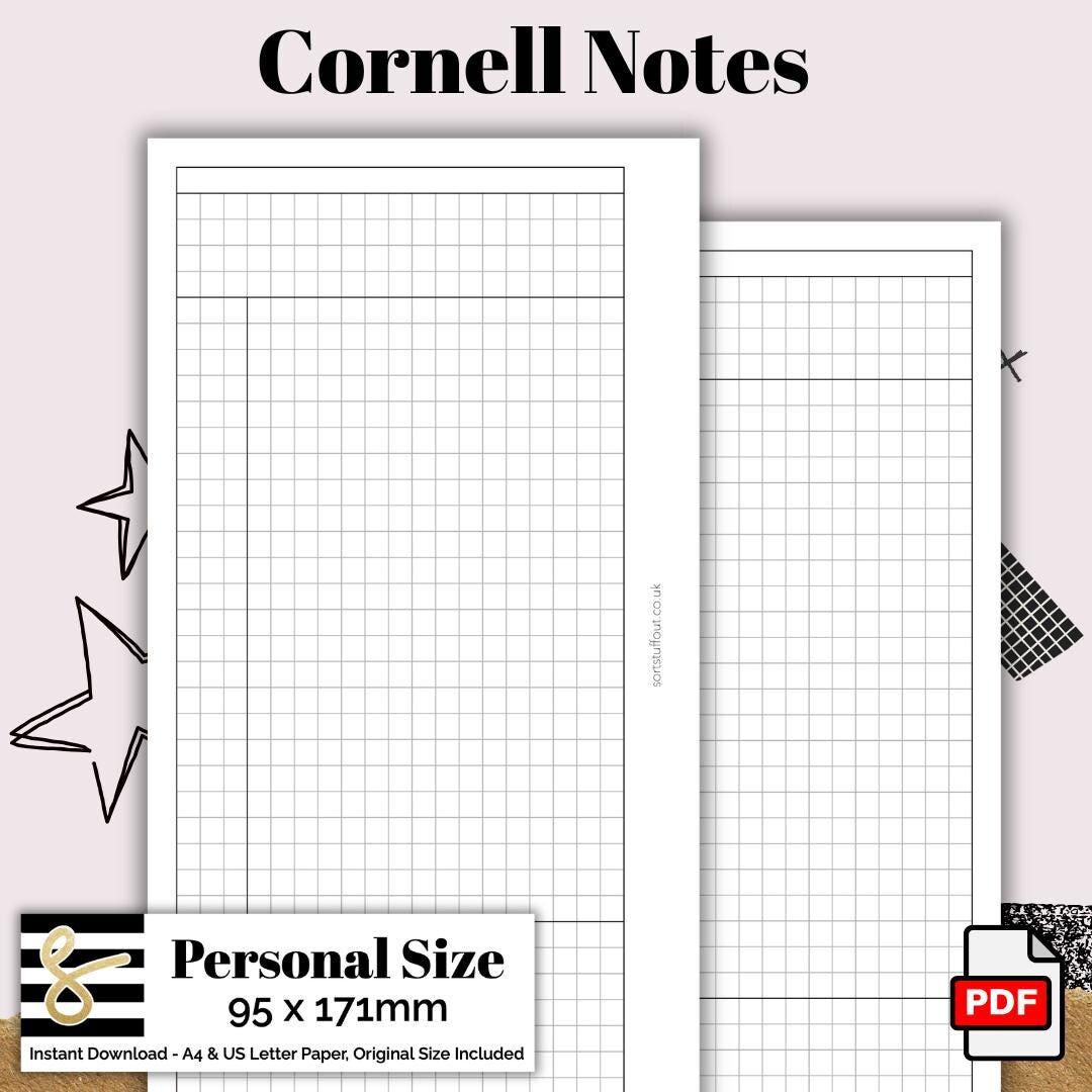 Personal Cornell Notes Printable PDF - Instant Download - Disc or Rings ...