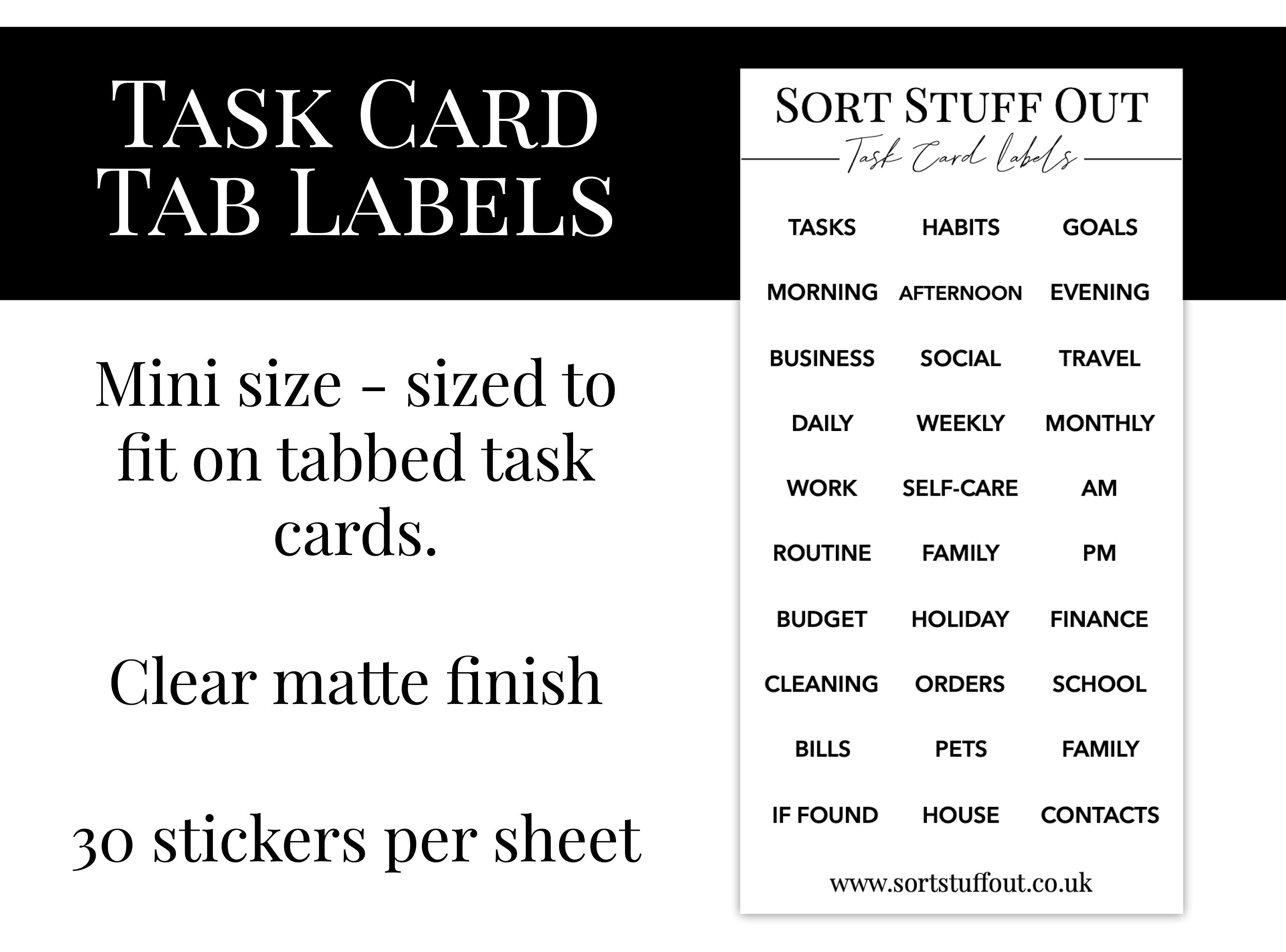 Tabbed Task Card Labels Add Headings to Your Task Card Tabs - Etsy