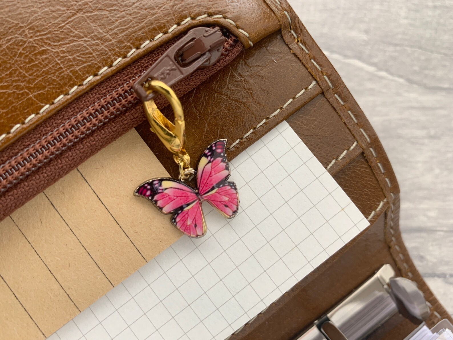 Butterfly Zipper Pull Choose From 3 Colours Ring Planner - Etsy