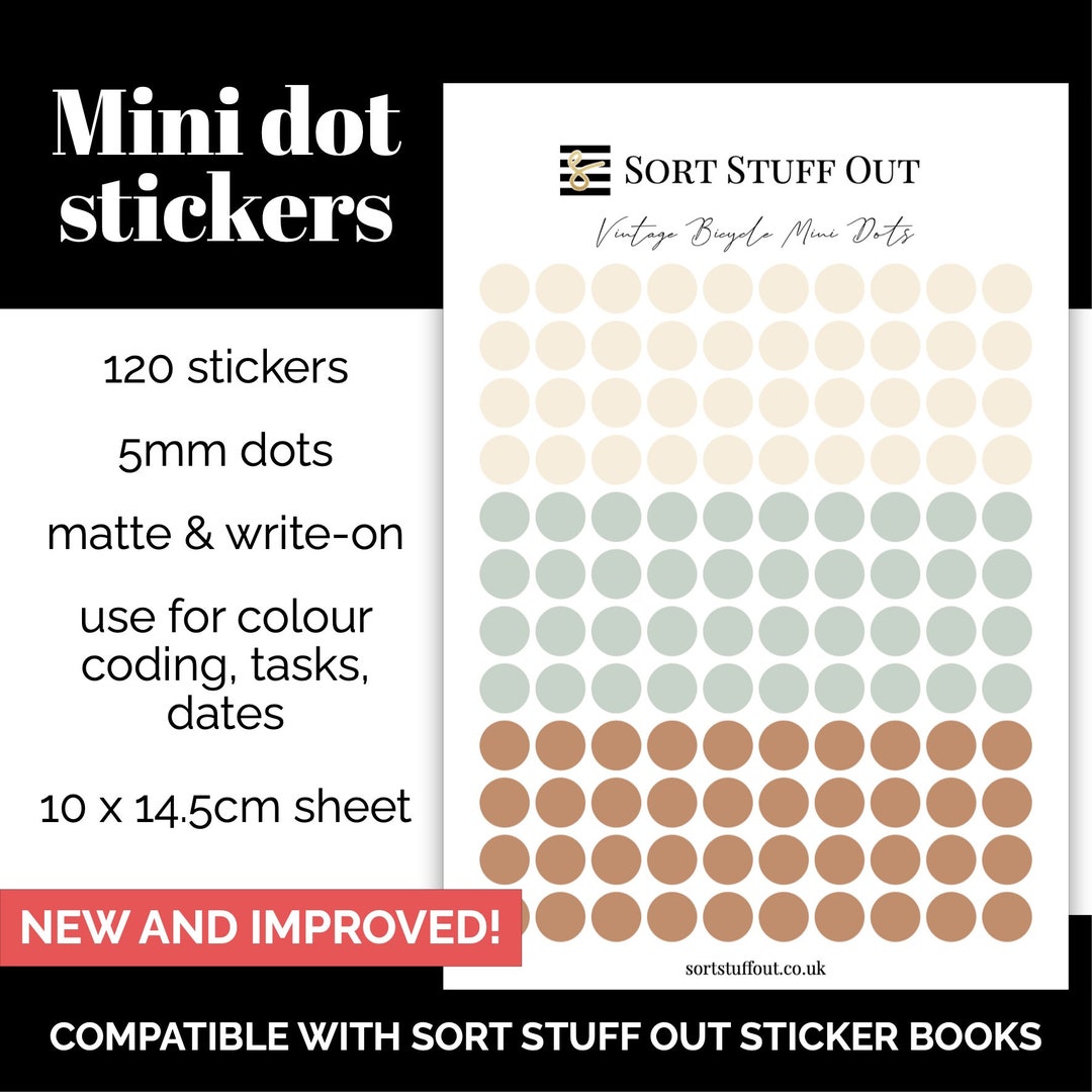NEW Vintage Bicycle Mini Dot Stickers Option to Include Sticker Book ...