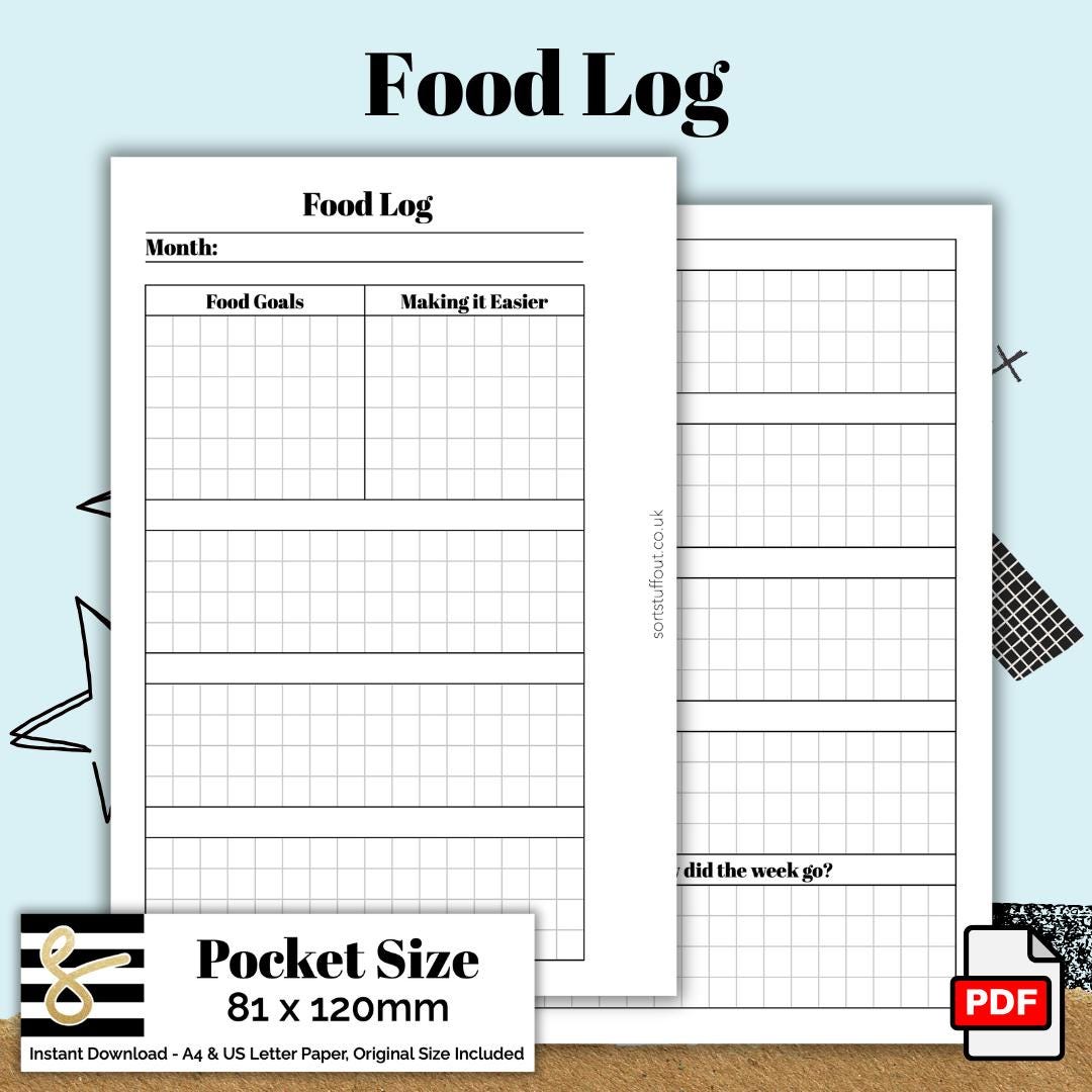 Pocket Food Log Printable PDF - Instant Download - Disc or Rings ...