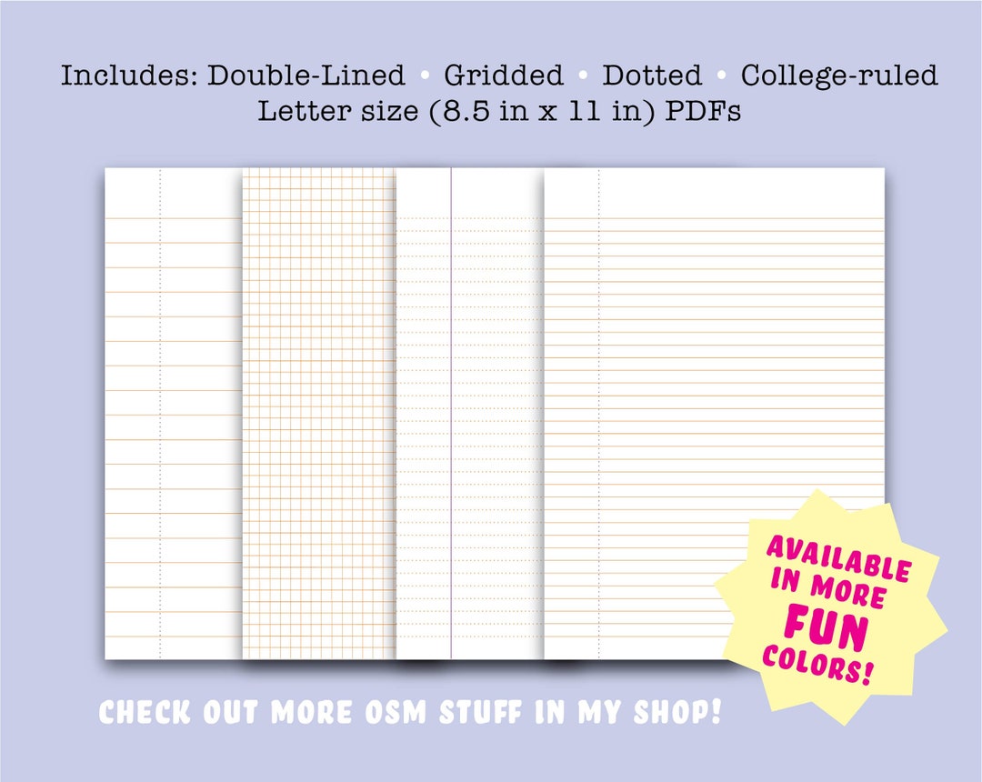 Orange Pre-lined Paper PDF. Printable Writing Paper. Double-lined ...