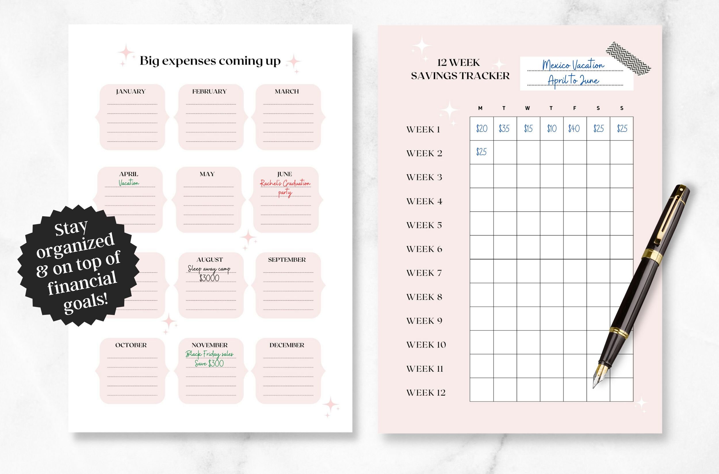 Pretty Printable Finance Trackers, Monthlyfinancegoals ...