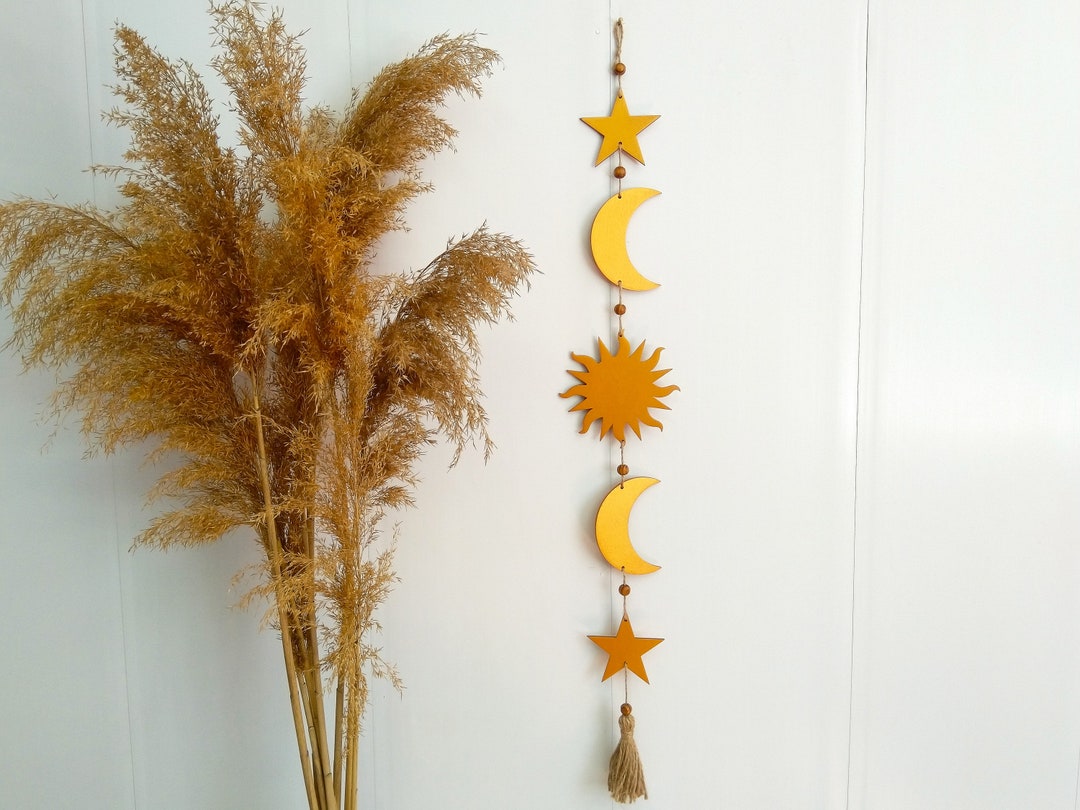 Small Gold Boho Wall Decor for Bedroom, Celestial Decorations for ...