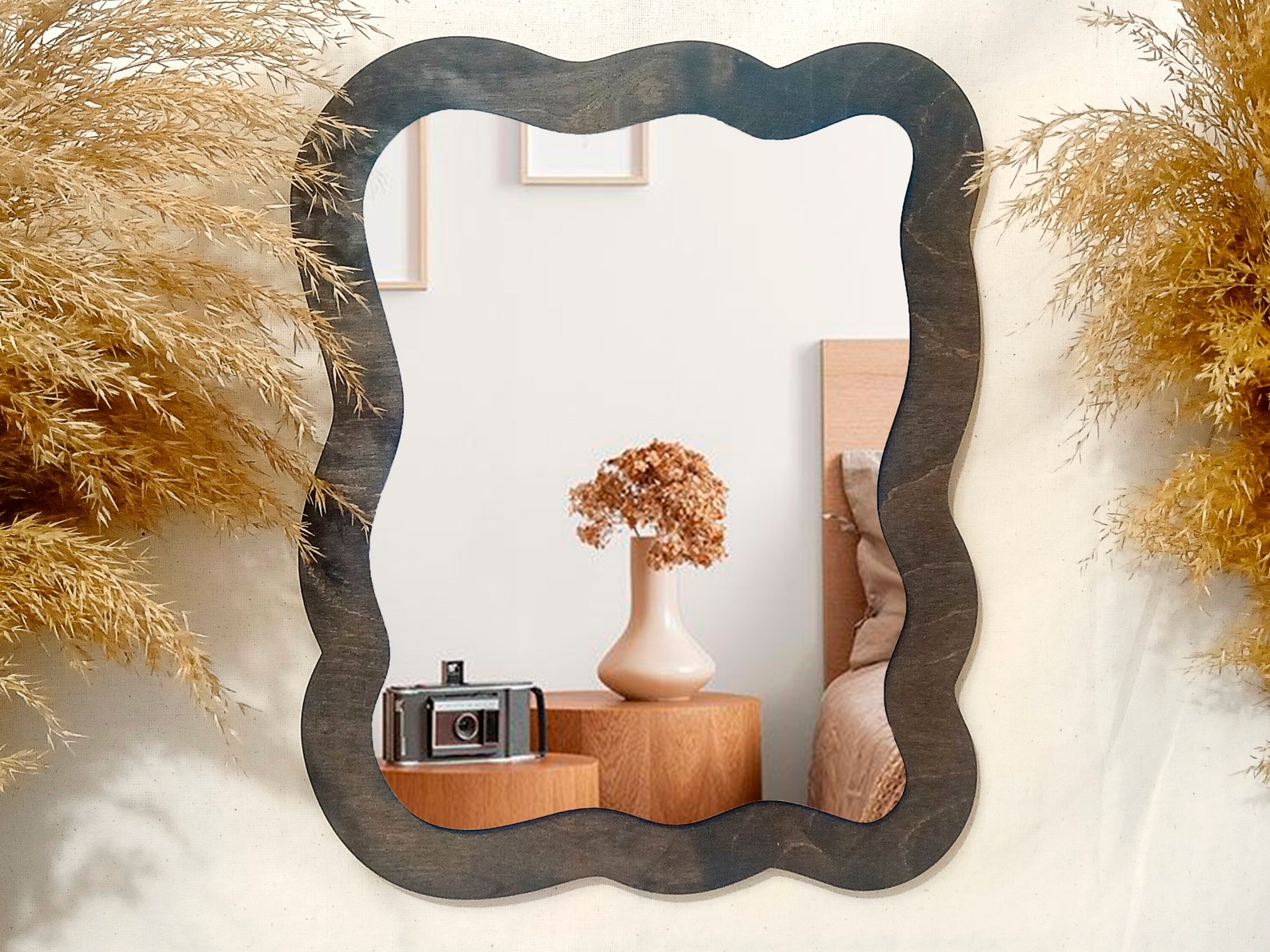 White Wavy Mirror Wall Decor Irregular Shape Mirror - Etsy