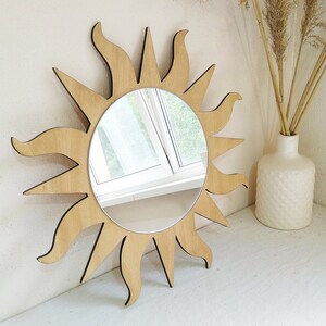 Wavy Sunburst Mirror in a Copper Colored Wooden Frame, Sun Mirror Wall ...