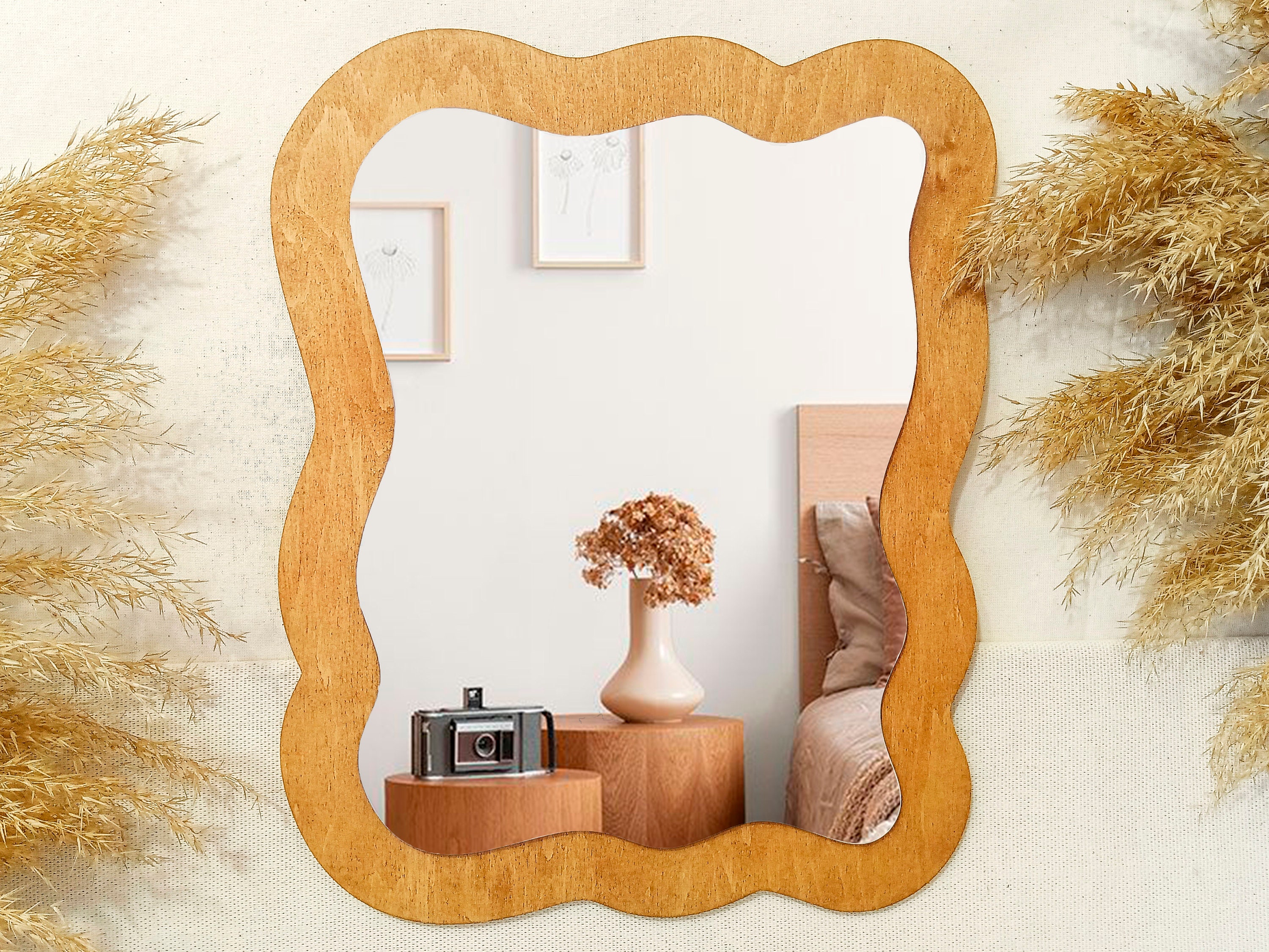 White Wavy Mirror Wall Decor Irregular Shape Mirror - Etsy UK