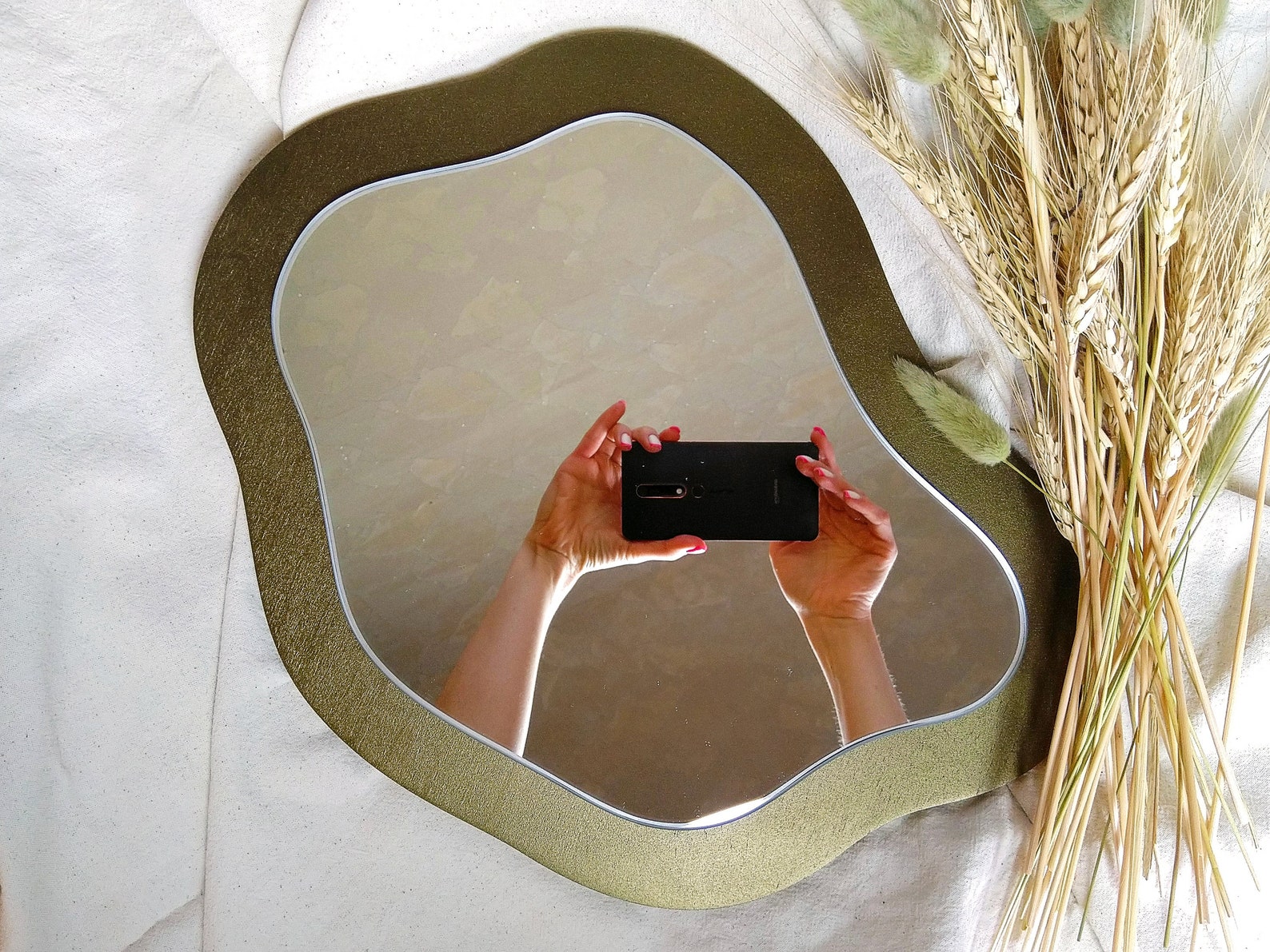 Small Wall Mirror Sage Green, Little Mirrored Art, Cute Mirror ...