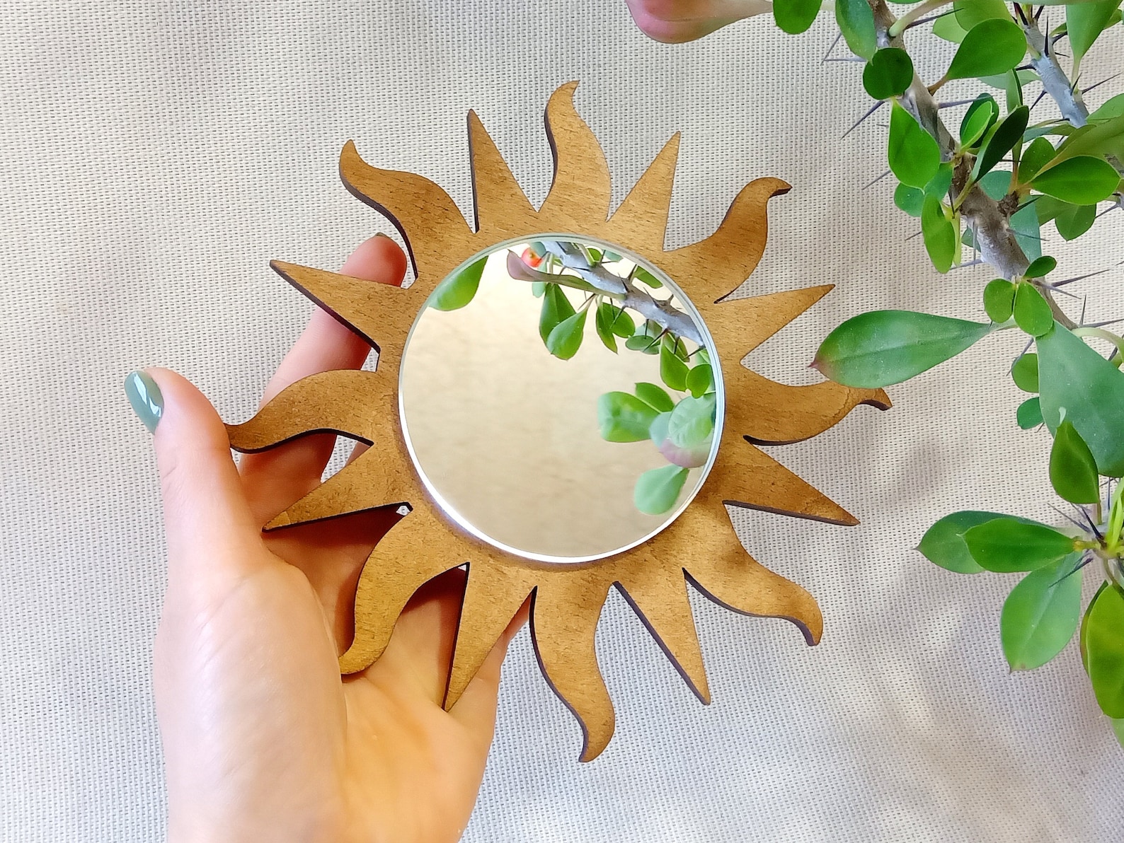 Small Gold Wavy Sun Mirror Boho Wall Decor, Squiggle Cute Sunburst ...