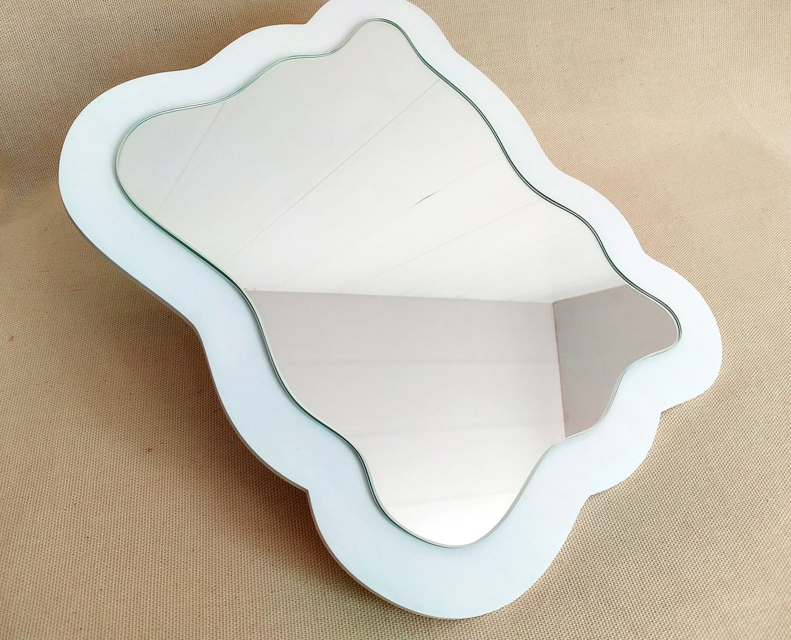 White wavy mirror wall decor Irregular Shape Mirror | Etsy