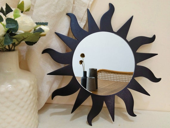 Boho Wall Decor Sun Mirror Black Sunburst Mirror Fanky Small - Etsy
