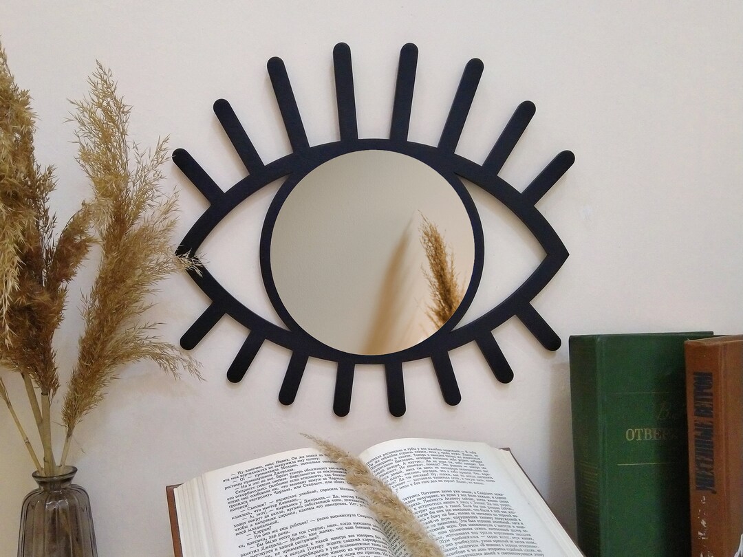 Black Decorative Eye Mirror, Small Evil Eye Wall Decor With Round ...