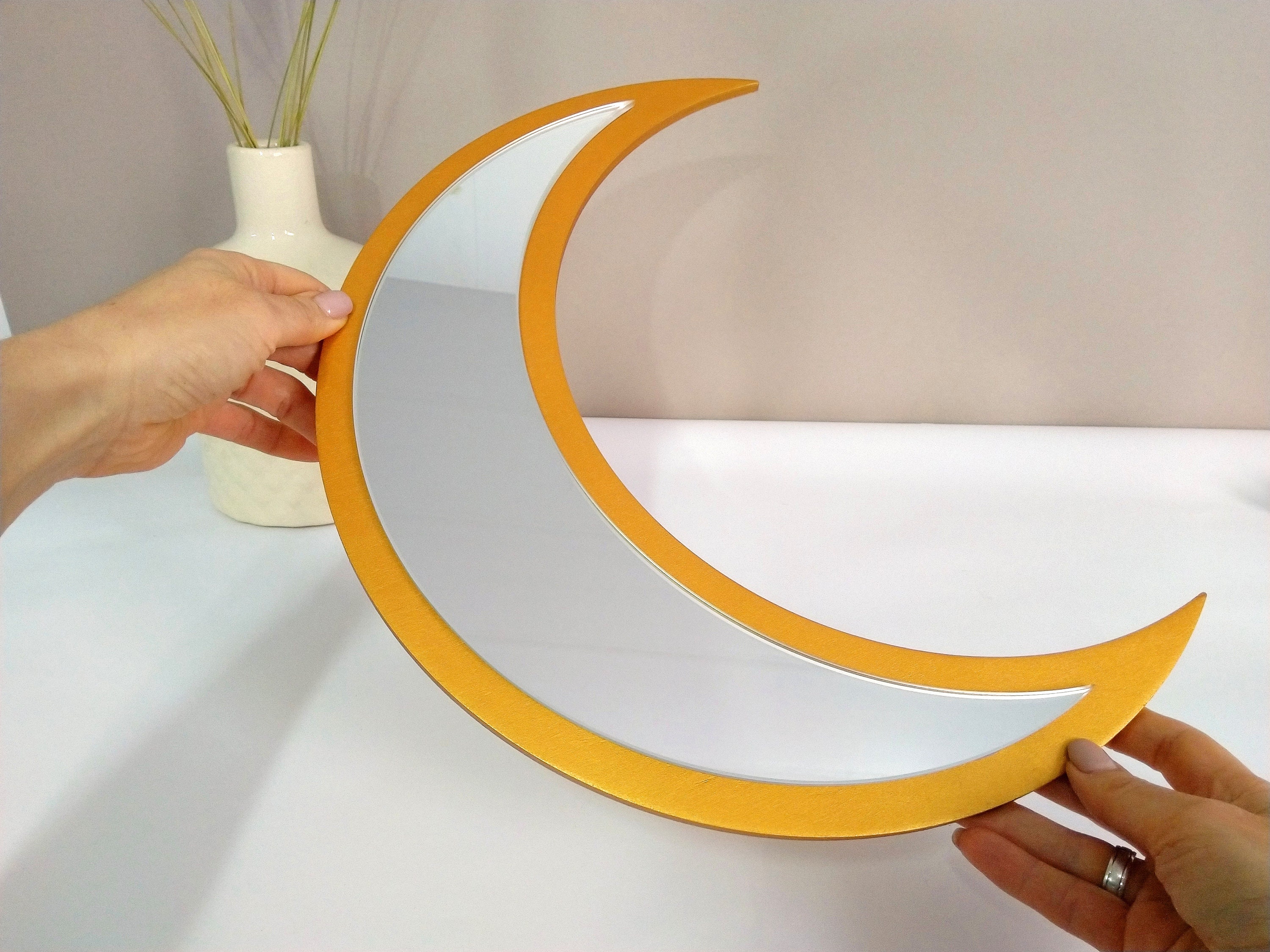 Gold Half Moon Wall Mirror, Boho Nursery Hanging Decor - Etsy