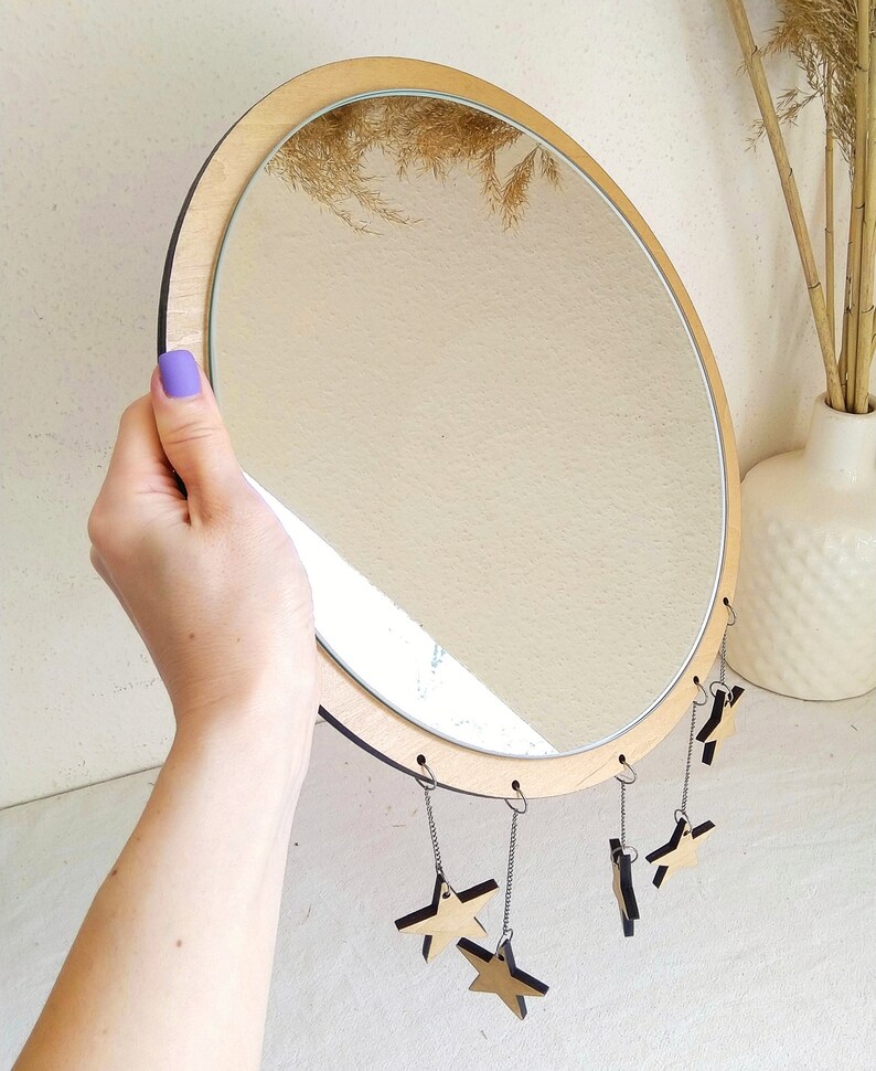 Wooden Star Hanging Mirror, Boho Nursery Decor (16.2x11.8 Inches) - Etsy