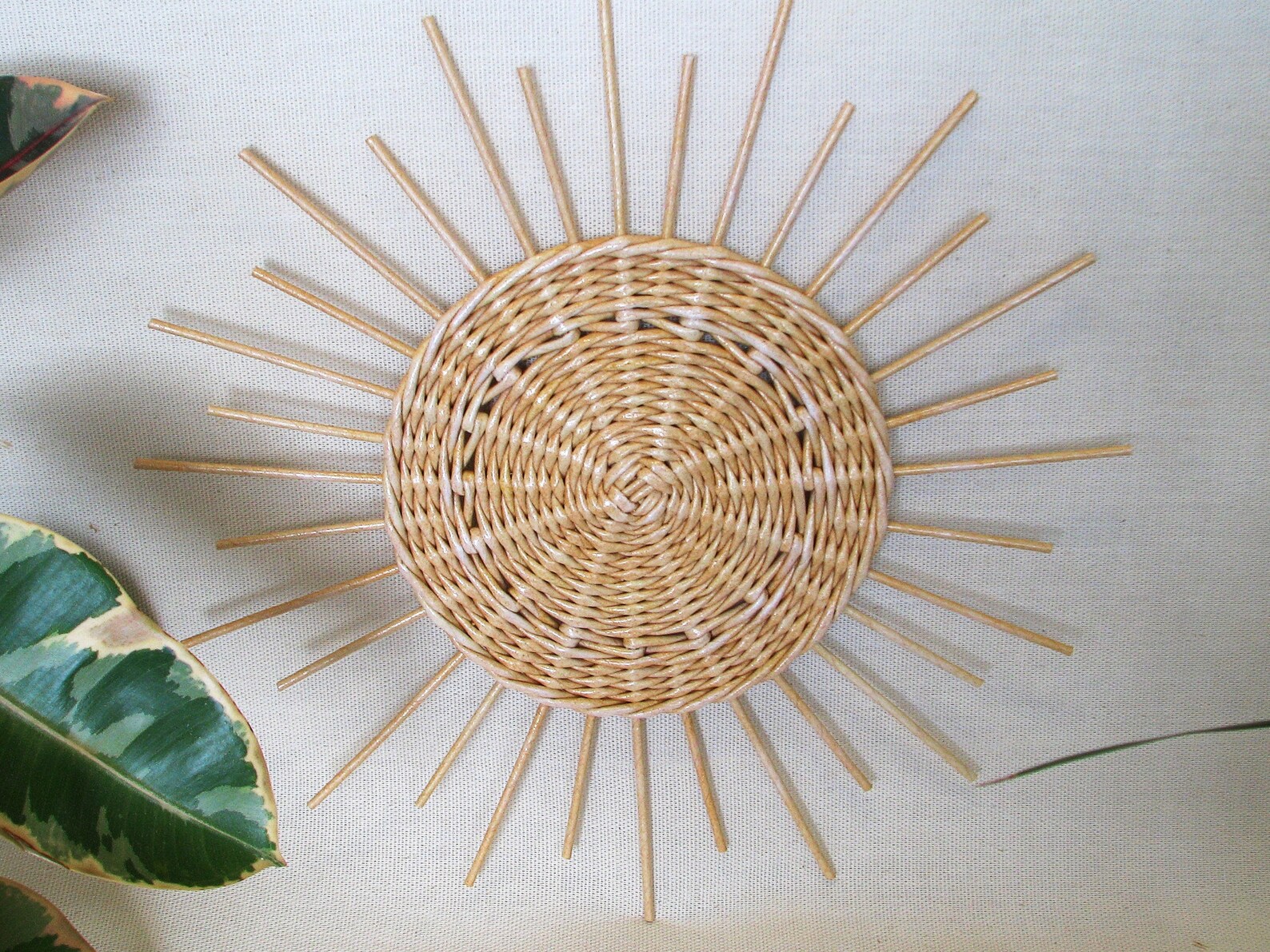Wicker Wall Basket, Sun Wall Decor, Sun Wall Hanging, Boho Wicker Wall ...