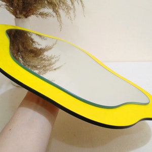 Boho Wavy Mirror Yellow, Asymmetrical Wall Decor, Curvy Wood Mirror - Etsy