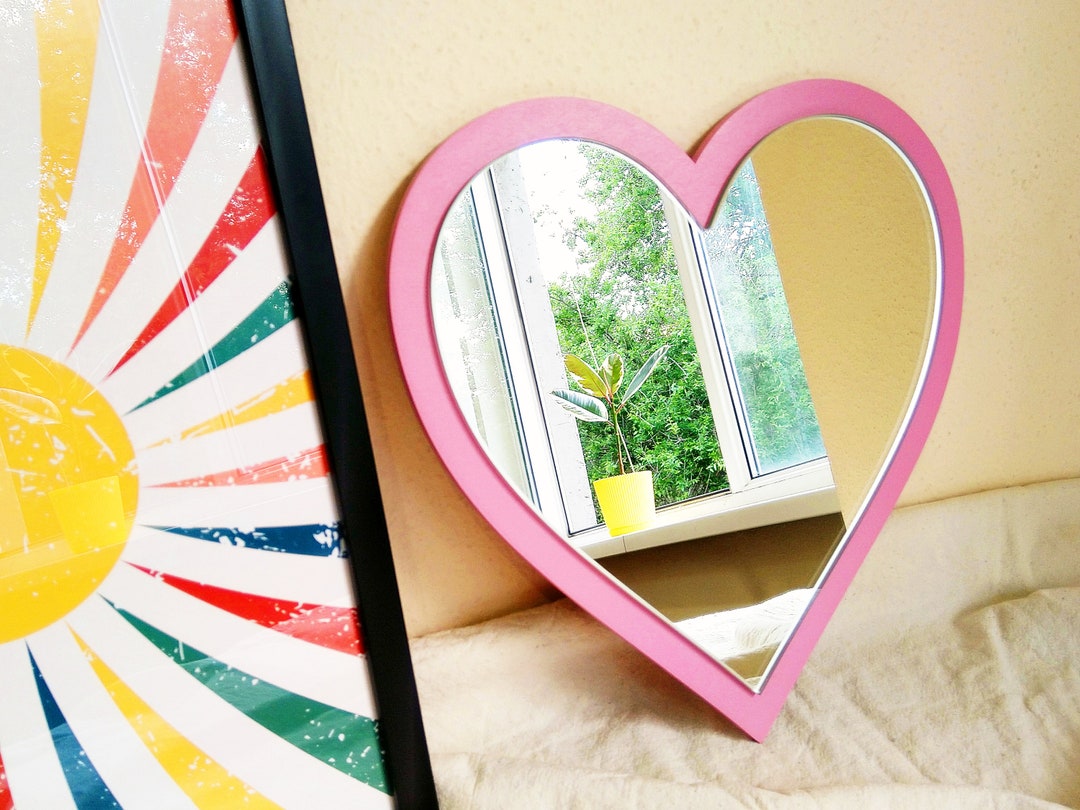Pink Heart Mirror Valentines Day Wall Decor, Love Mirror, Small Cute ...