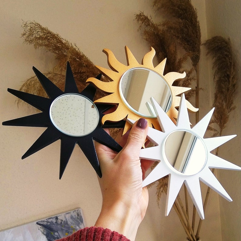 Small Cute Sun Wall Mirror 1 Pc, Little Sunburst Colorful Mirror ...