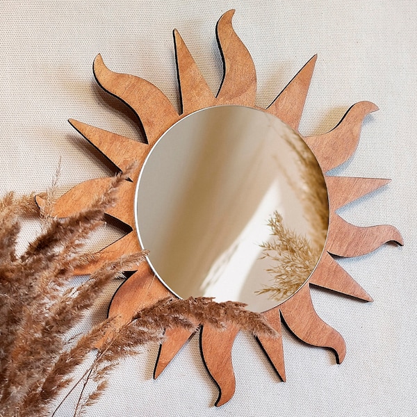 Wood Sunburst Mirror - Etsy