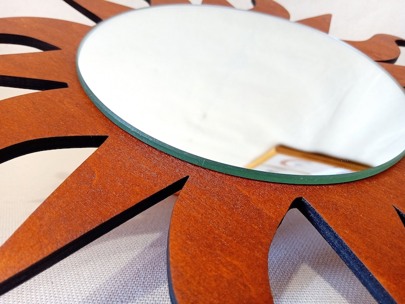 Sunburst Mirror Wall Decor, Sun Wall Hanging With Round Mirror, Sun ...