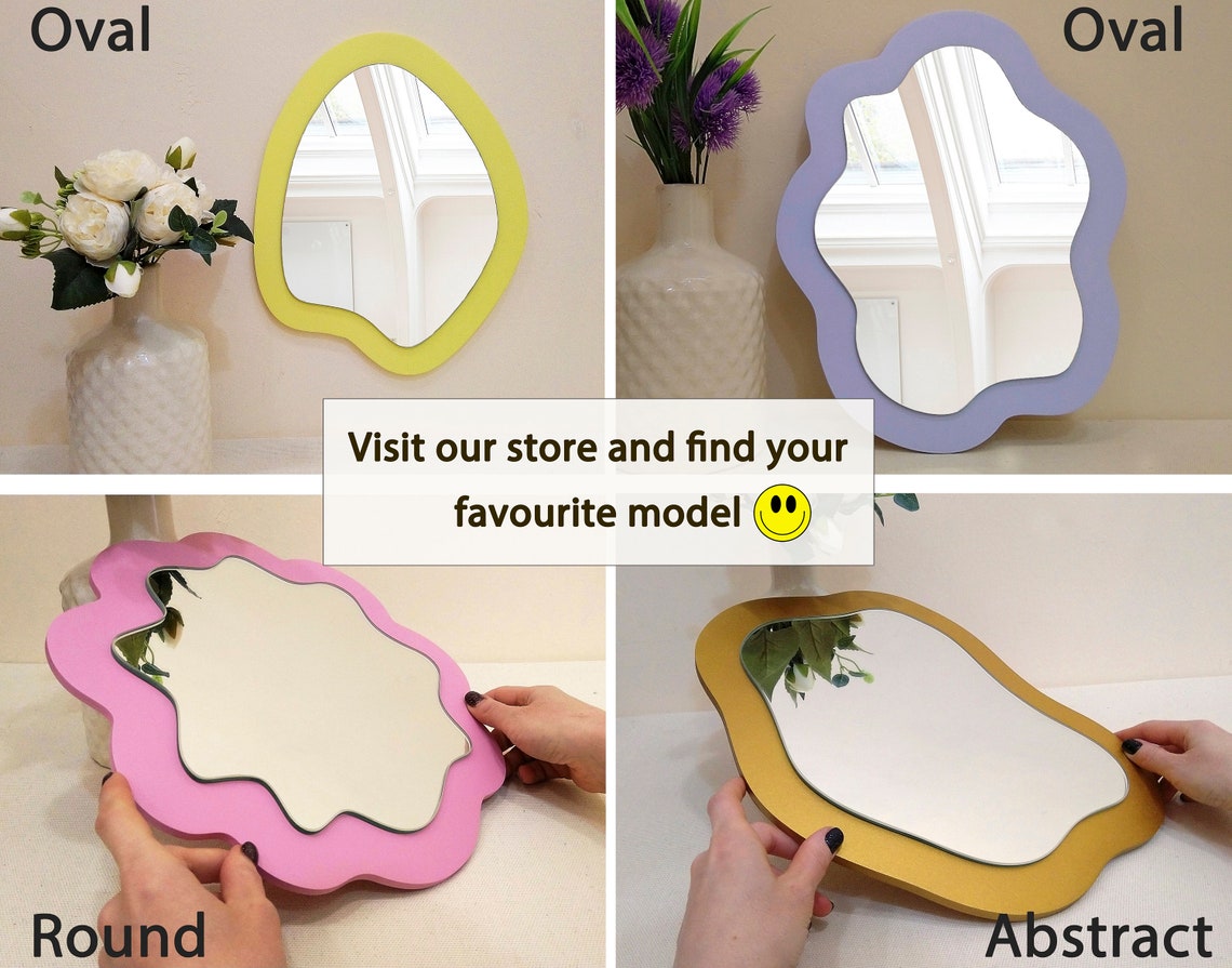 White Wavy Mirror Wall Decor Irregular Shape Mirror - Etsy