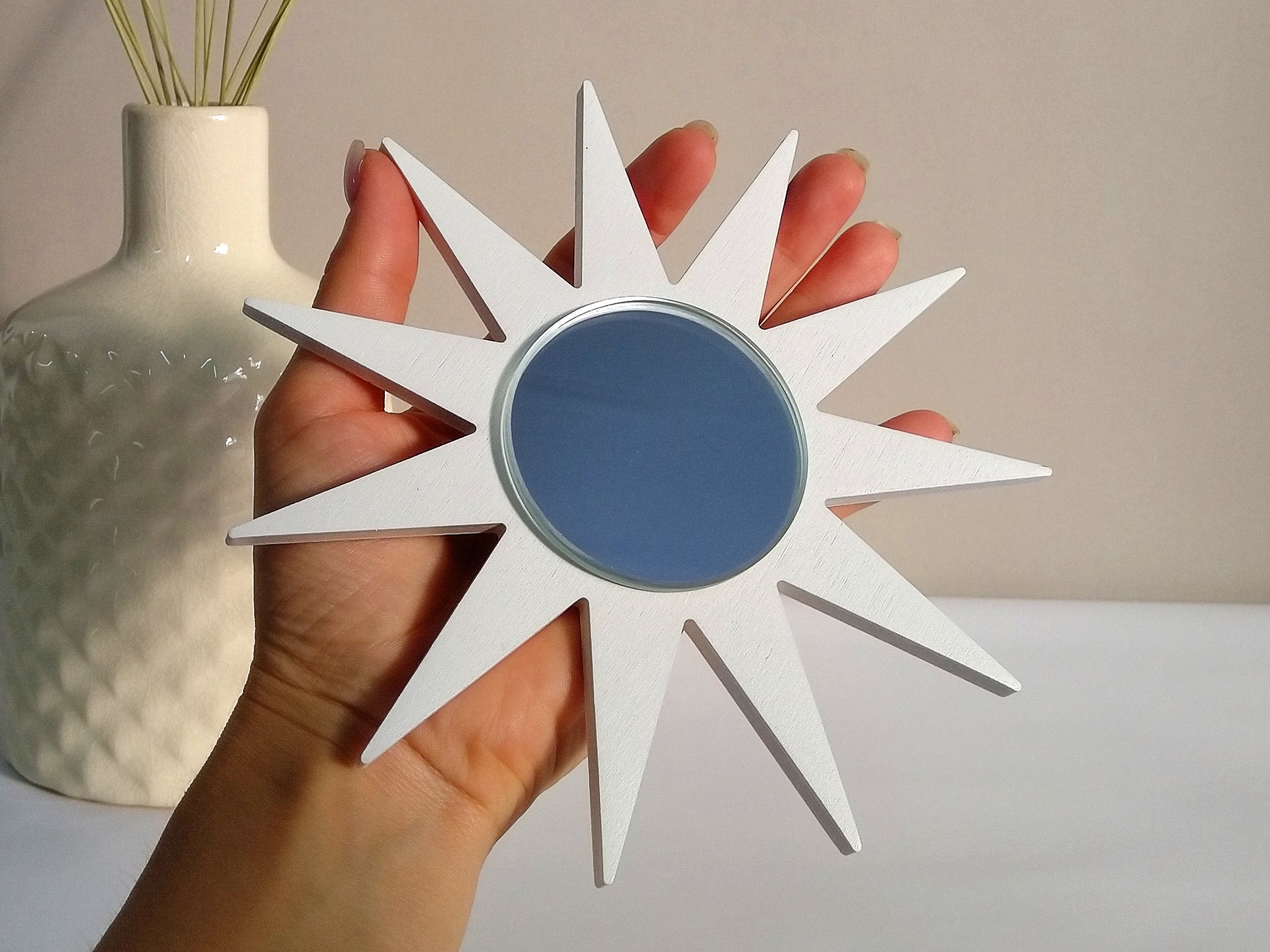 Snow White Small Star Mirror Wall Decor Scandinavian Sun Wall - Etsy