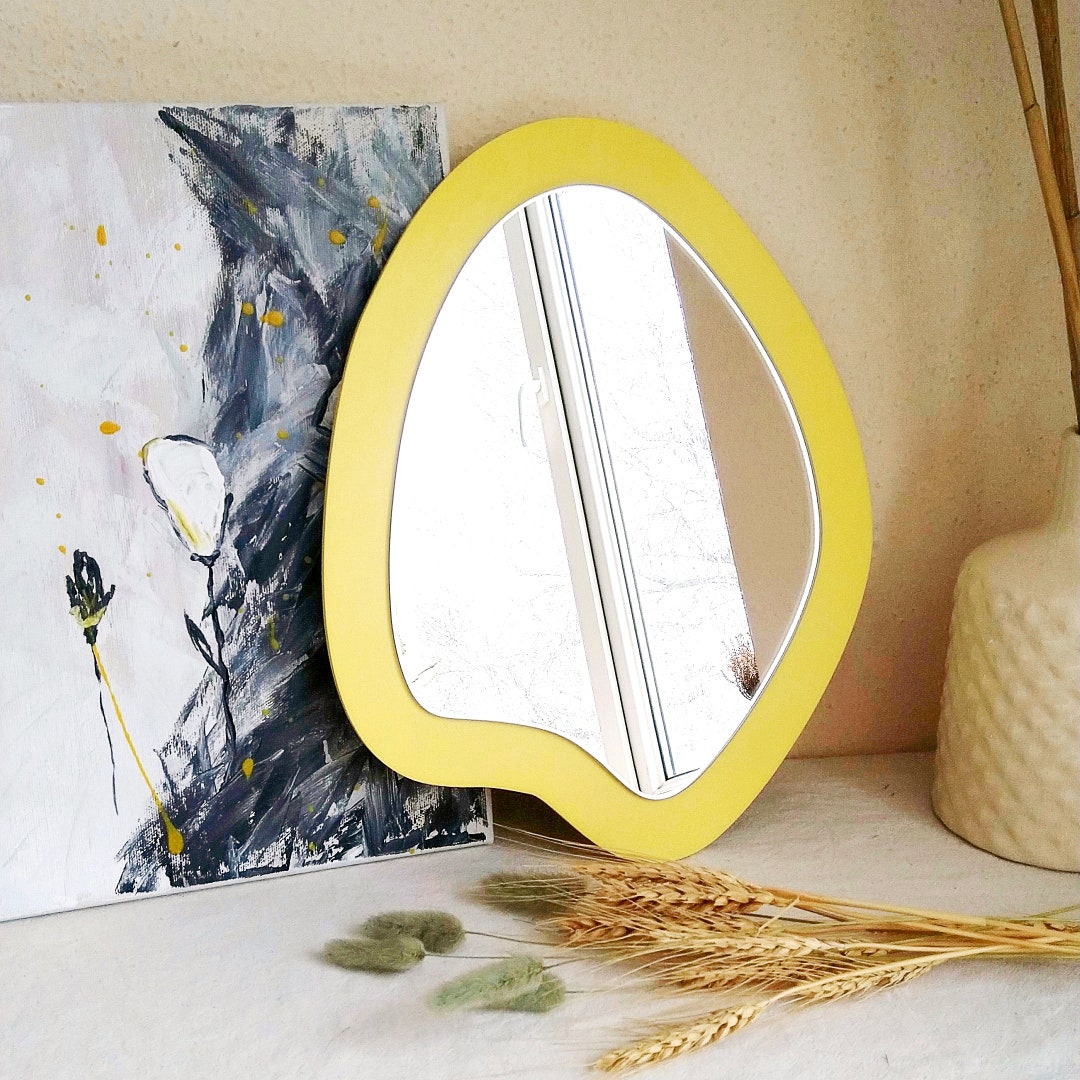 Small Pastel Wavy Mirror, Oval Wiggly Mirror, Funky Modern Mirror ...