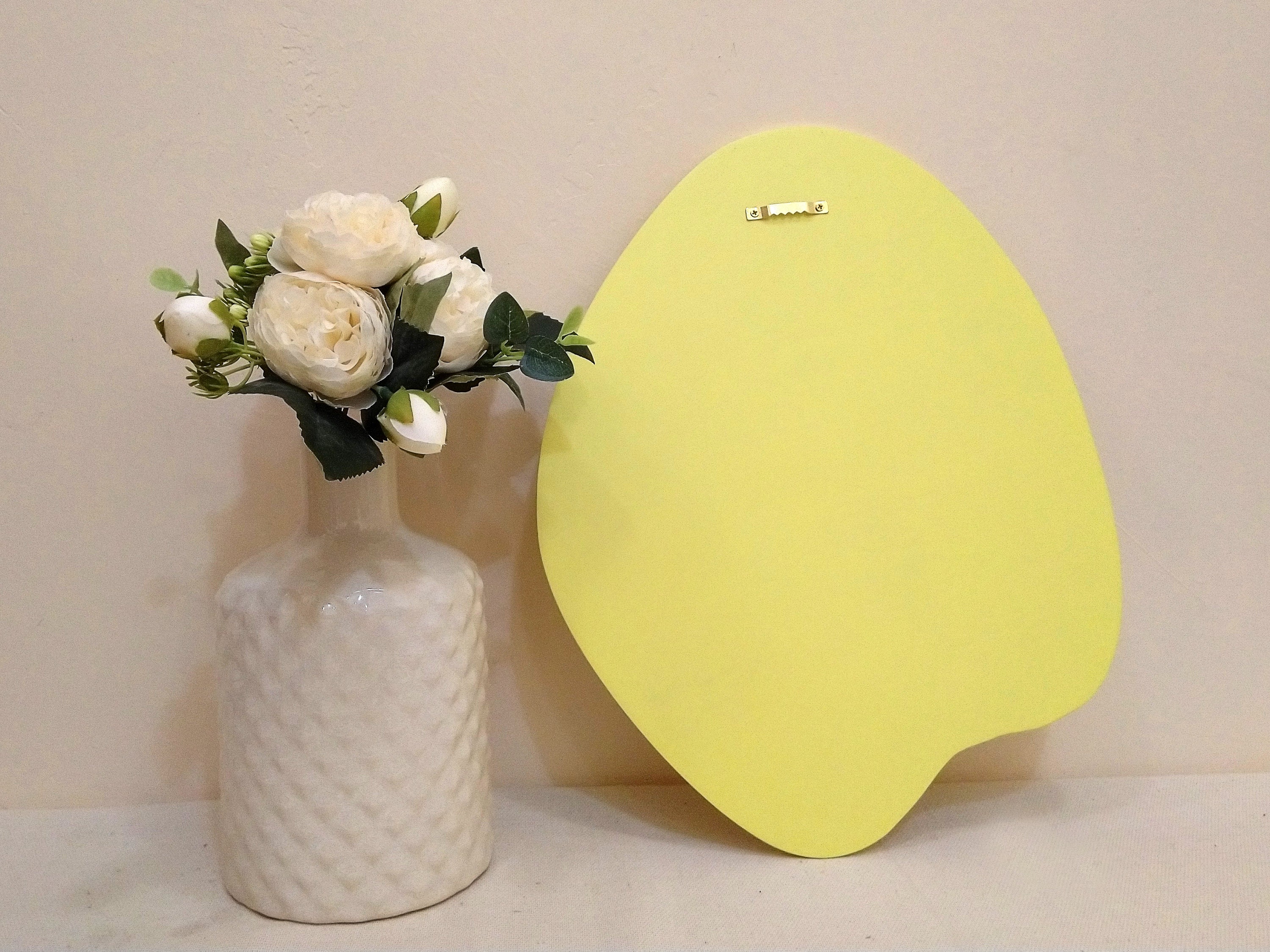 Small Wall Mirror Light Yellow, Little Mirror, Cute Mirror, Minimalist ...