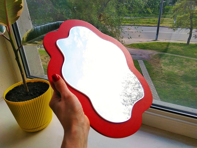 Decorative Mirror Red Mirror Handmade Mirror Accent Mirror - Etsy