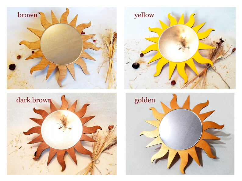 Sunburst Mirror Wall Decor, Sun Wall Hanging With Round Mirror, Sun ...