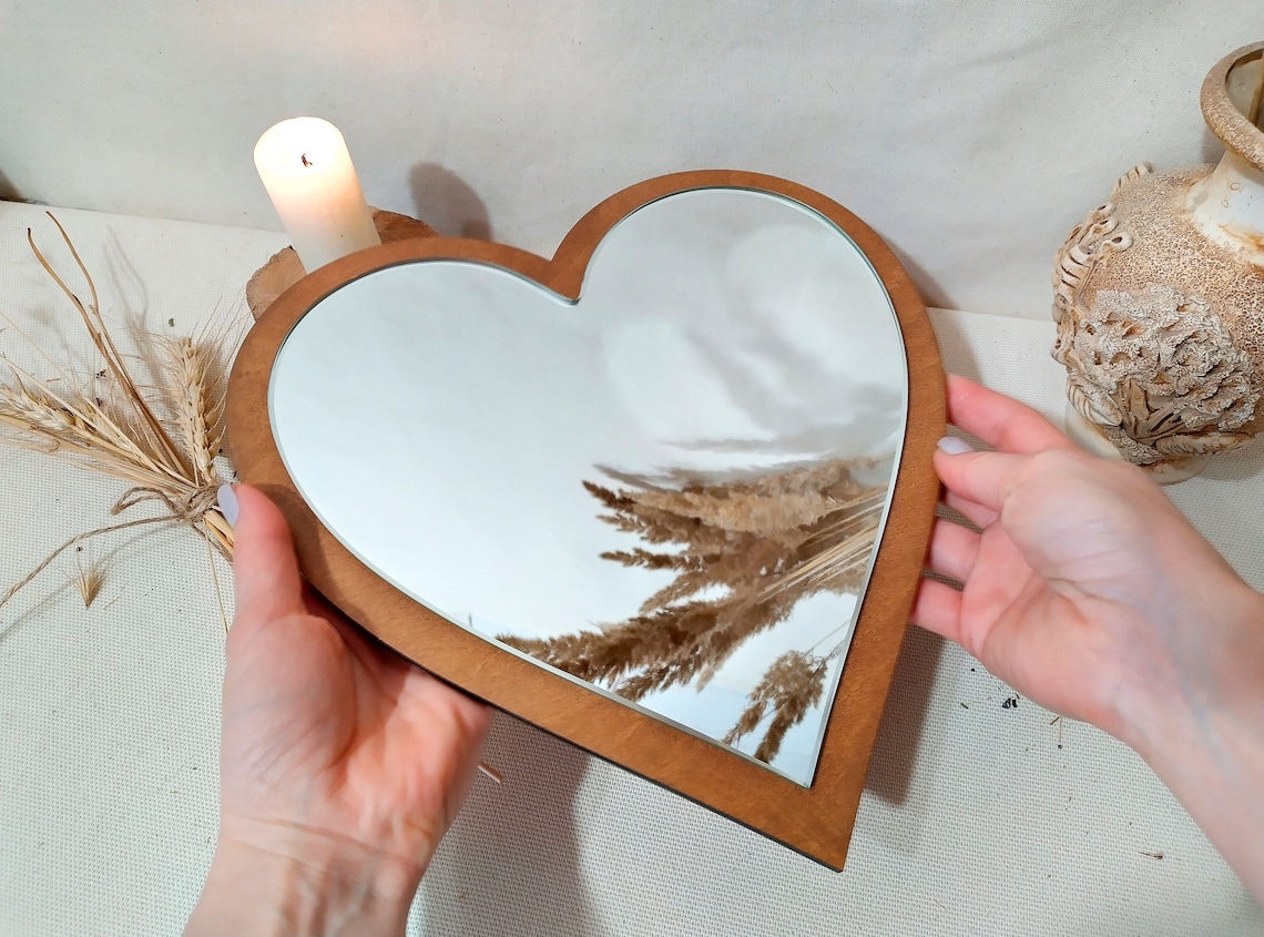 Pink heart mirror Heart shaped mirror Small wall mirror | Etsy