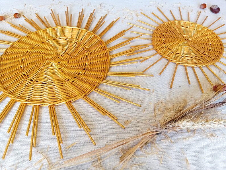Gold Sun Wall Decor Above Bed Set of 2 - Etsy
