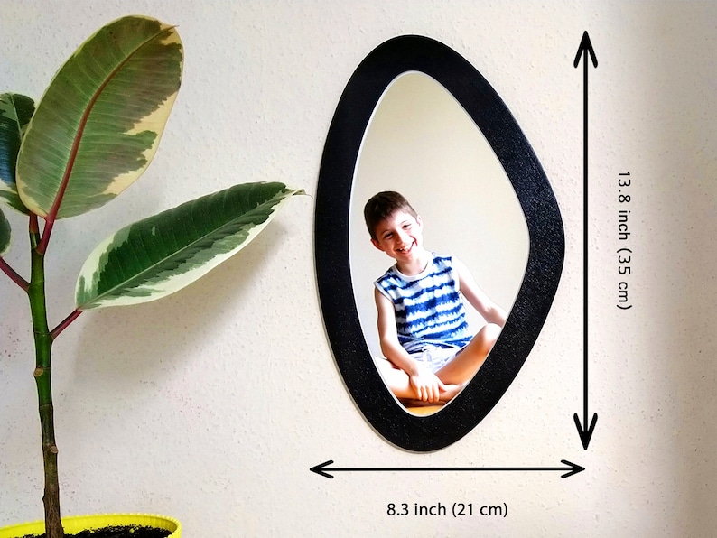 Little Black Mirror Wall Decor, Small Oval Mirror, Irregular Funky ...