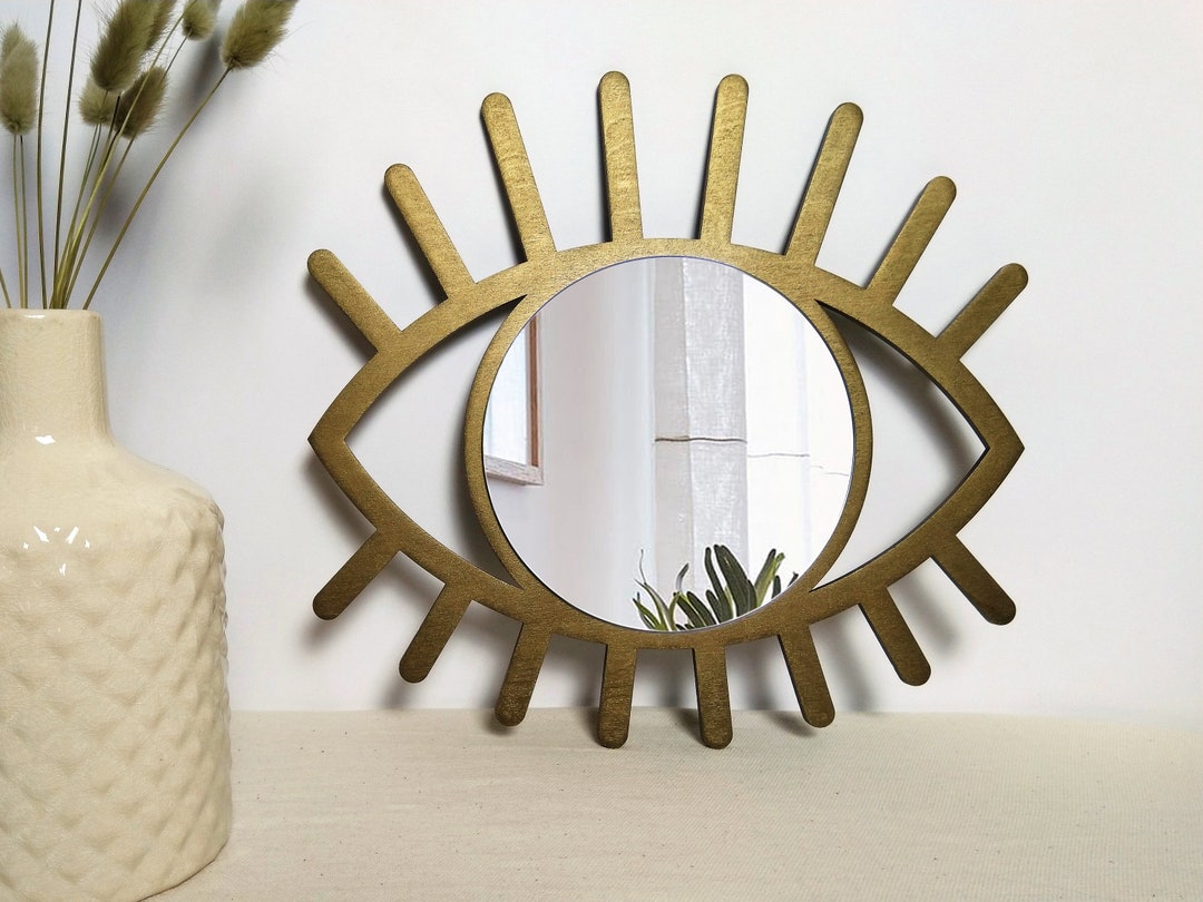 Green Golden Evil Eye Mirror Wall Decor, Boho Mirror, Eye Mirror, Boho ...