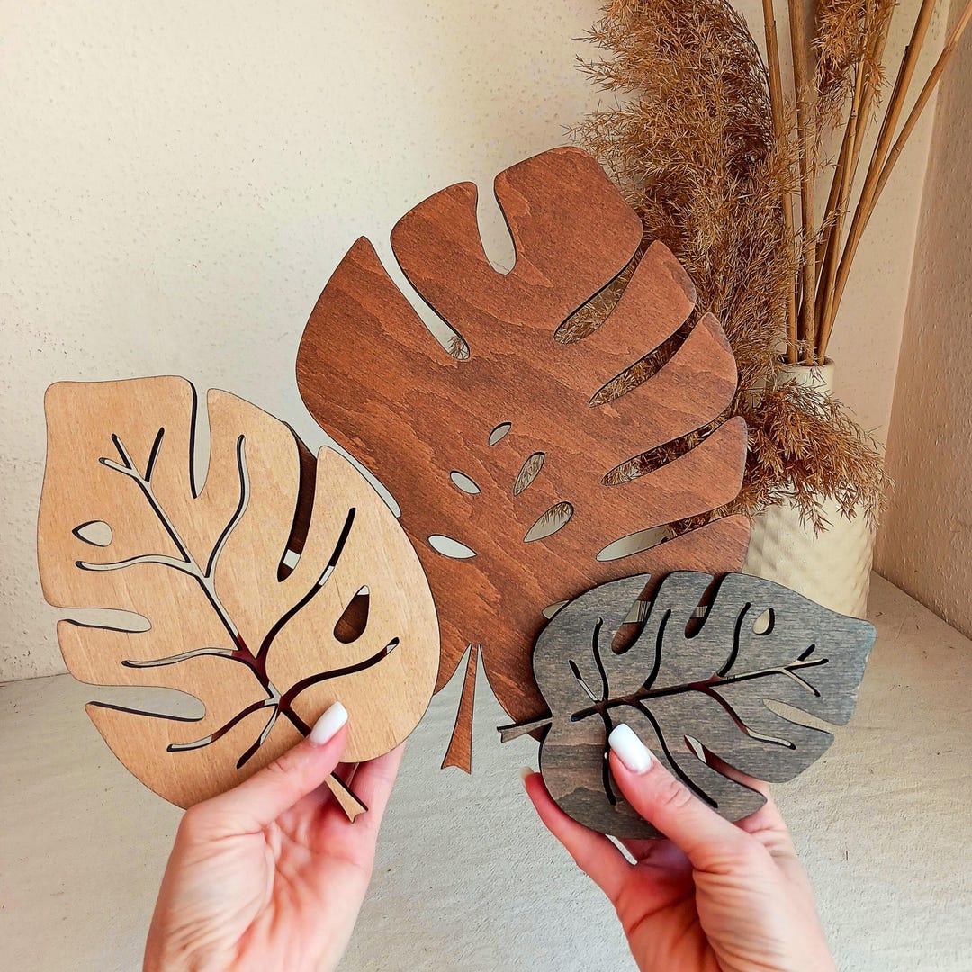 Boho Wall Decor Monstera Leaves Set of 3, Monstera Wall Art, Leaves ...