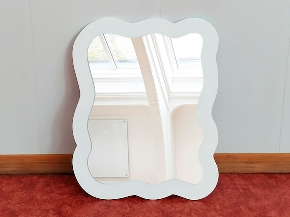 White Wavy Mirror Wall Decor Irregular Shape Mirror - Etsy