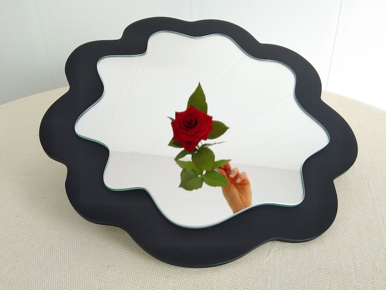 Red Small Squiggle Mirror Wall Decor Round Wavy Funky Mirror - Etsy