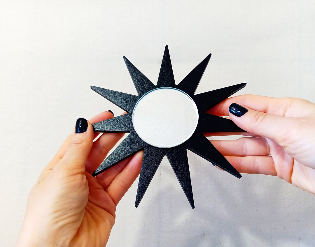 Celestial Decor Small Star Mirror Black, Little Sunburst Mirror Wall ...