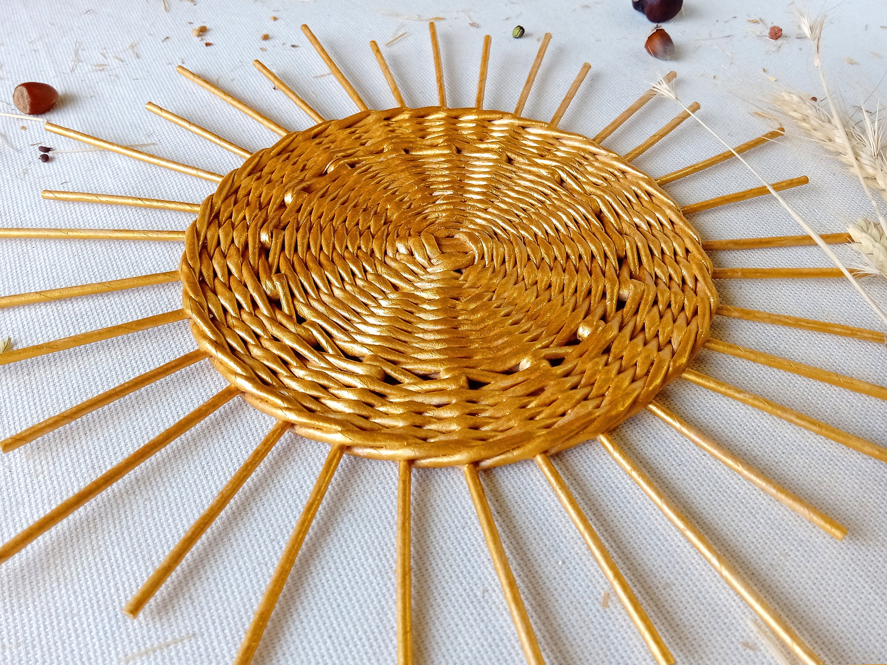 Gold Sun Wall Hanging, Boho Wall Basket, African Basket, Praise the Sun ...