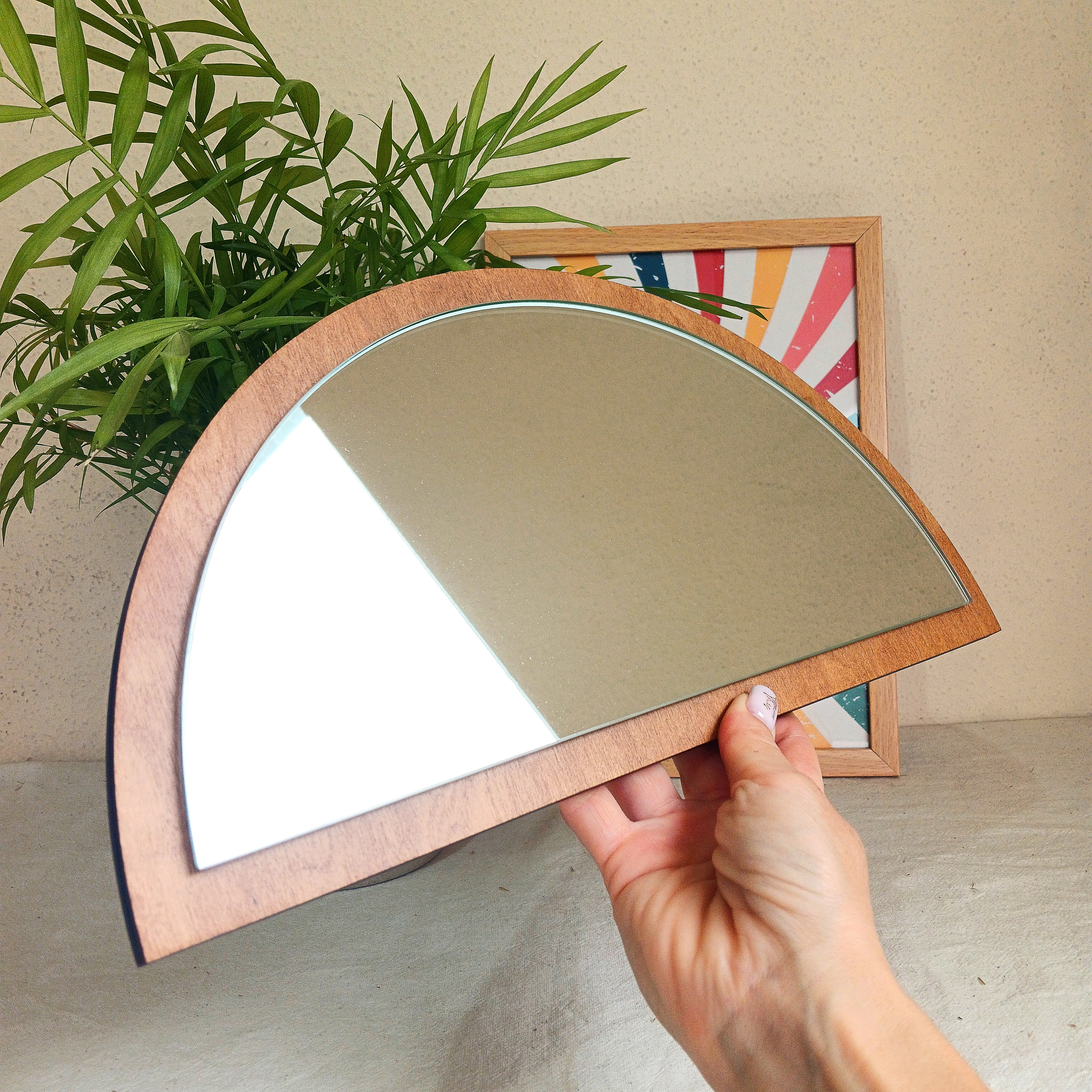 Celestial Decor Half Moon Mirror, Half Moon Wall Hanging, Boho Moon ...