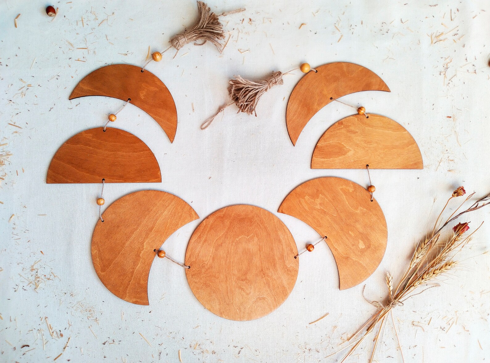 Large Wood Moon Phases Wall Hanging, Boho Bedroom Decor - Etsy