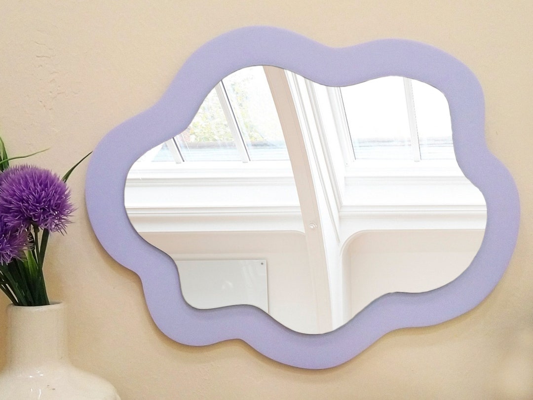 Asymmetrical Periwinkle Cloud Mirror, Wavy Squiggle Mirror, Nursery ...