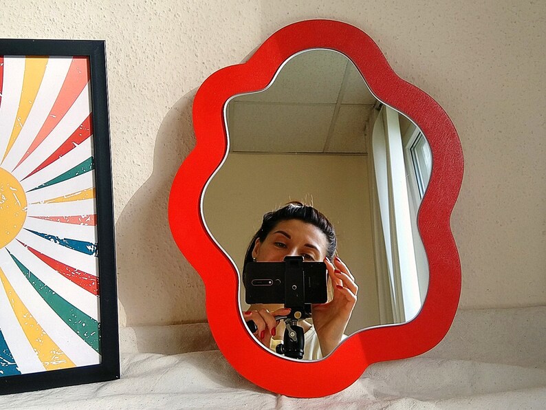 Gold Oval Wavy Mirror Frame for Wall - Etsy