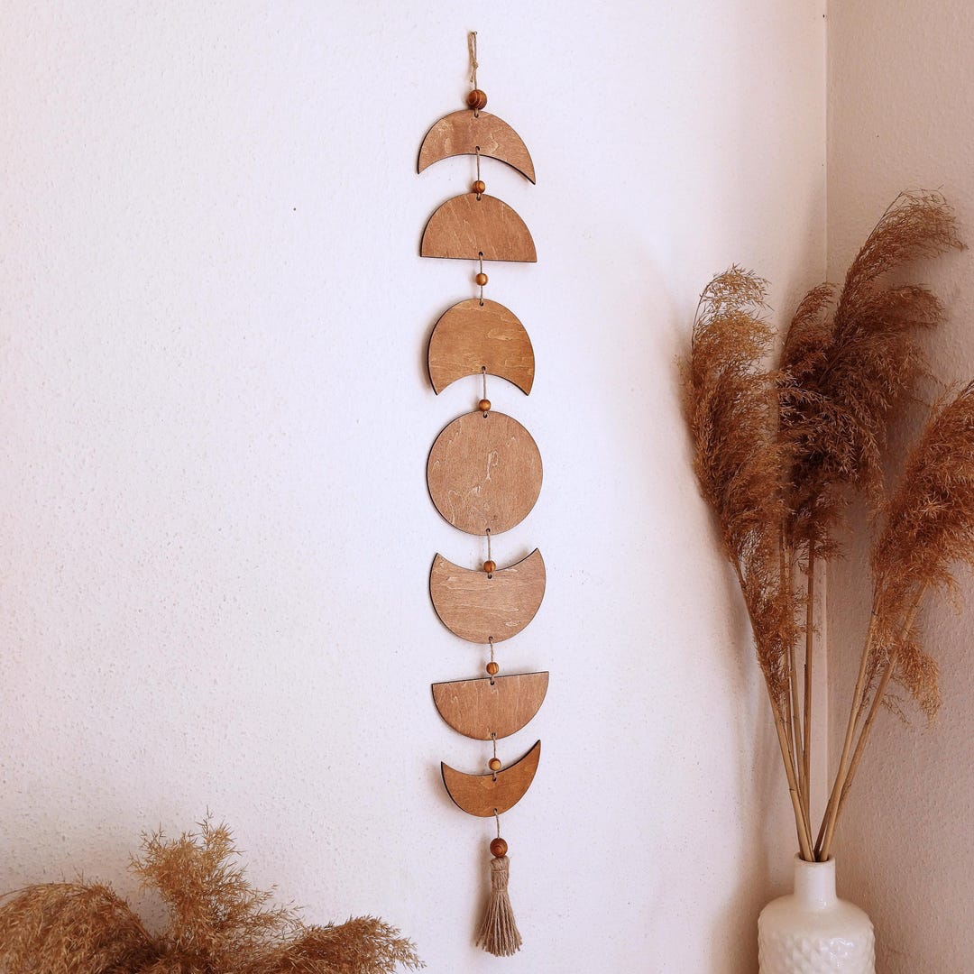Moon Phase Boho Wall Decor, Bohemian Phases of the Moon, Boho Moon Wall ...