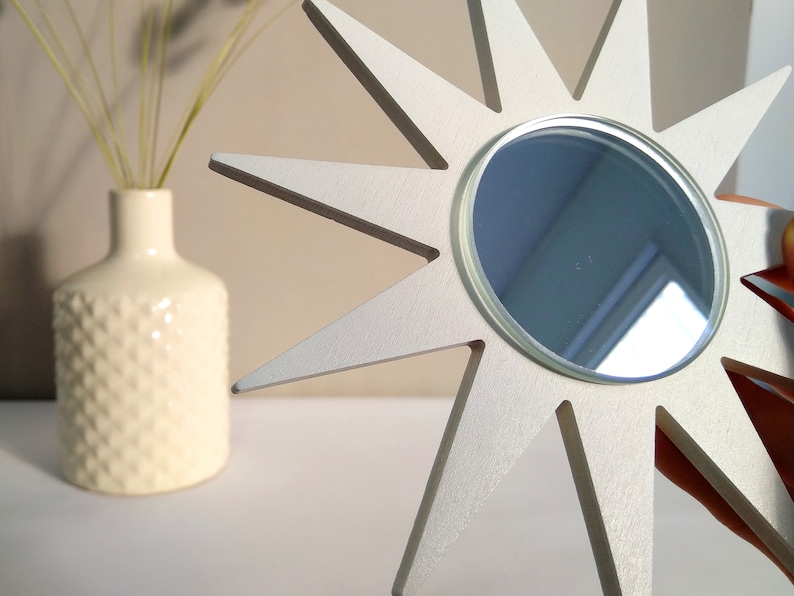 Wooden Sun Mirror White or Black Sunburst Mirror Small Wall - Etsy