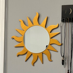 Wavy Sunburst Mirror in a Copper Colored Wooden Frame, Sun Mirror Wall ...